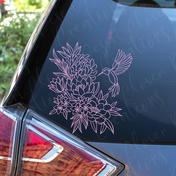 Hummingbird and Flowers Decal - Etsy