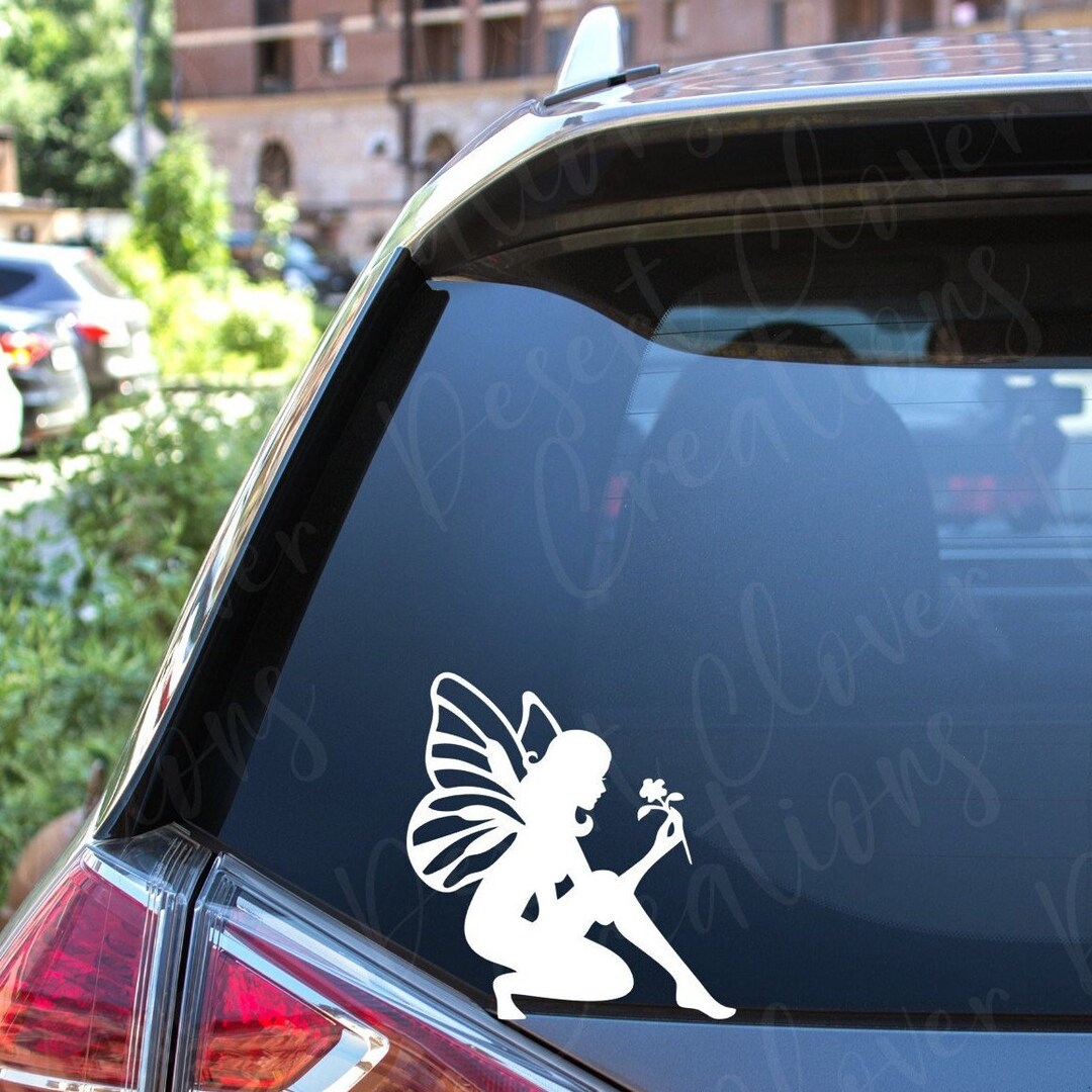 Fairy With a Flower Vinyl Decal - Fairies and Flower Vinyl Decal ...
