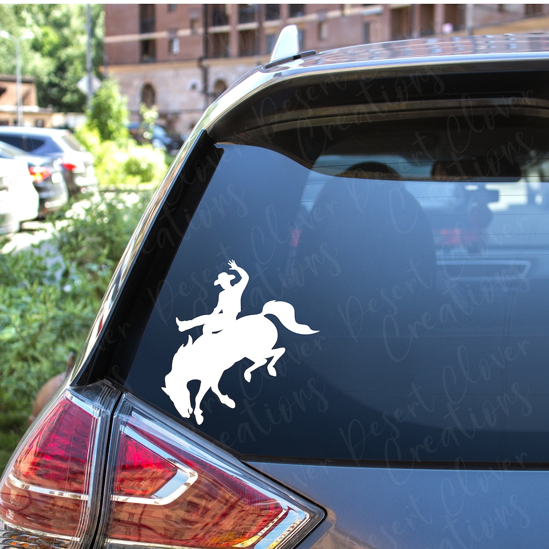 Cowboy Riding a Horse Vinyl Decal - Bucking Bronco Vinyl Decal - Horse ...