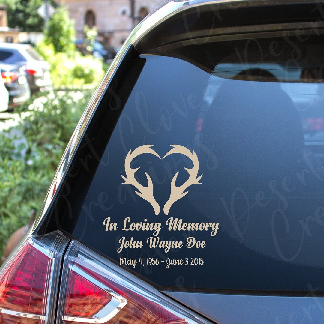 Antler Heart in Loving Memory Vinyl Decal - Antler Heart Vinyl Decal ...