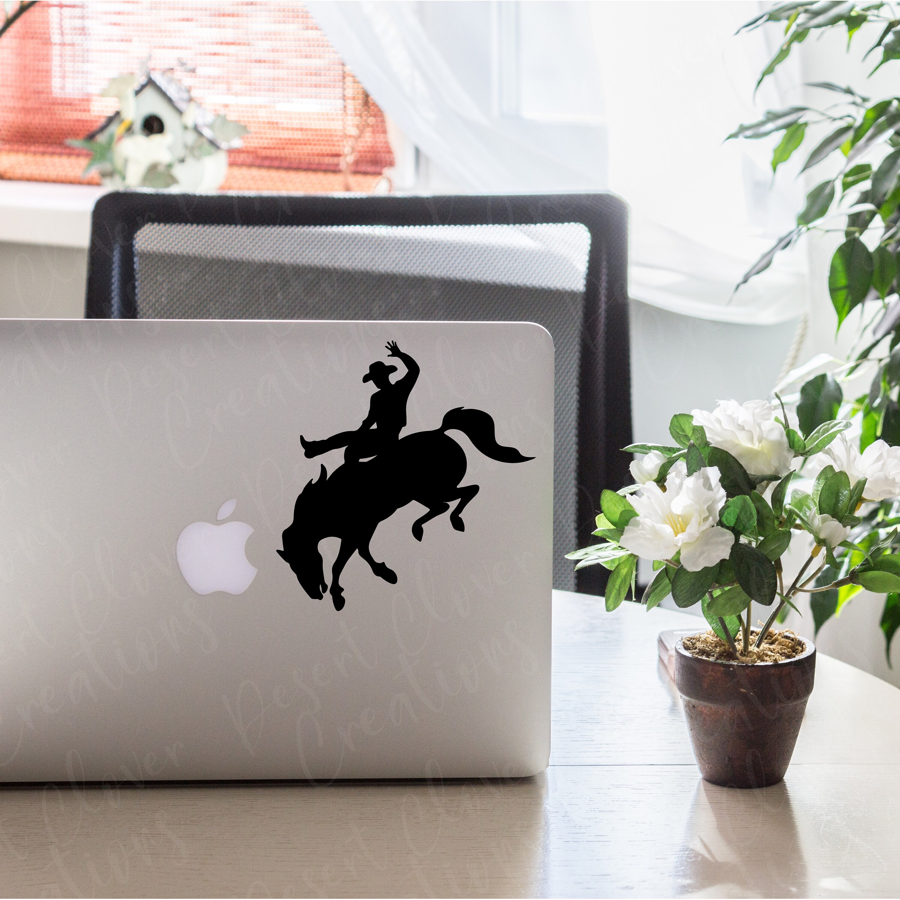 Cowboy Riding a Horse Vinyl Decal - Bucking Bronco Vinyl Decal - Horse ...