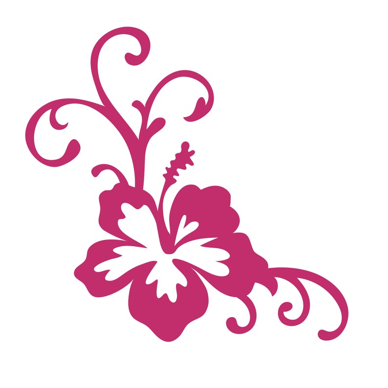 Hibiscus Flourish Vinyl Decal Flower Vinyl Decal Hawaiian - Etsy
