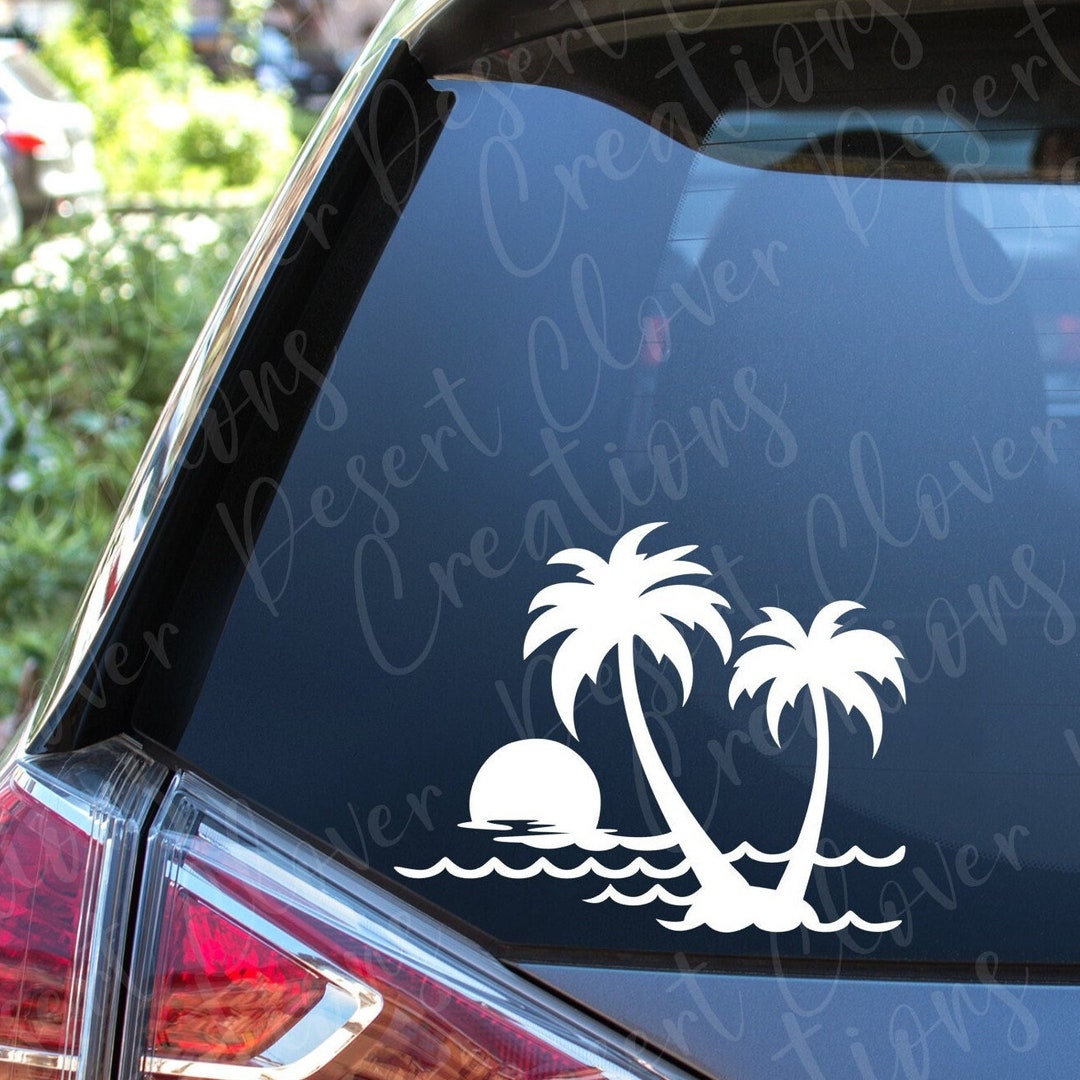 Palm Tree Sunset Vinyl Decal - Palm Tree Vinyl Decal - Sunset Sticker ...