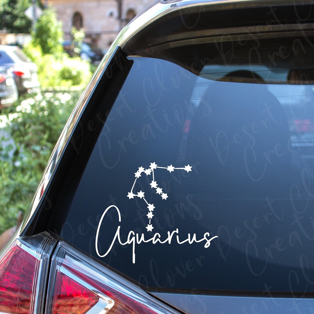 Aquarius Zodiac Sign Car Decal-aquarius Sign Car Decal- Aquarius Star ...
