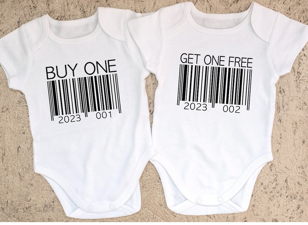 Set of Two - Buy One Get One Free Twins Onesies - Funny Twin Newborn ...