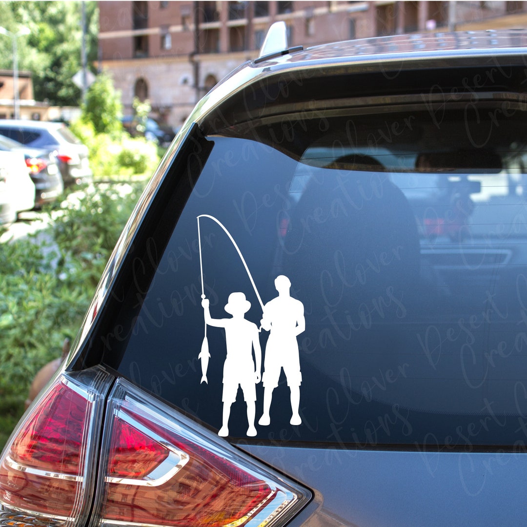 Fisherman Vinyl Decal - Father and Child Fishing Vinyl Decal - Fishing ...