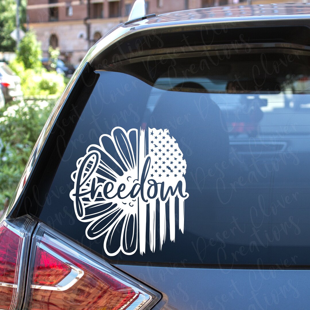 Freedom Flag and Flower Decal US Flag and Flower Decal Floral Flag and ...