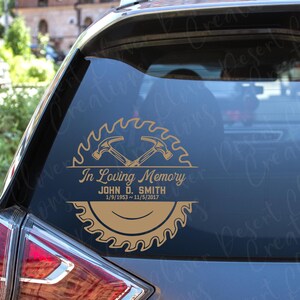 Carpenter Memorial Vinyl Decal Wood Worker Hammers and Saw Blade ...
