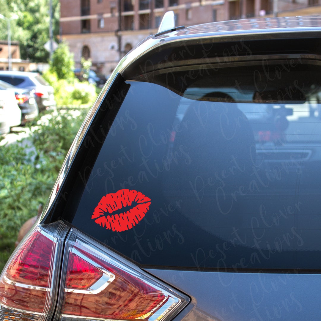 Kissing Lips Vinyl Decal - Red Lips Vinyl Decal - Smooch Sticker - Red ...