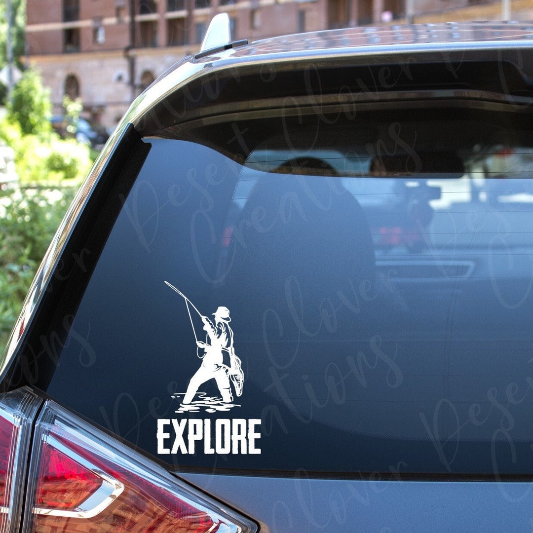 Fisherman Vinyl Decal - Explore Vinyl Decal - Fishing Sticker - Fly ...