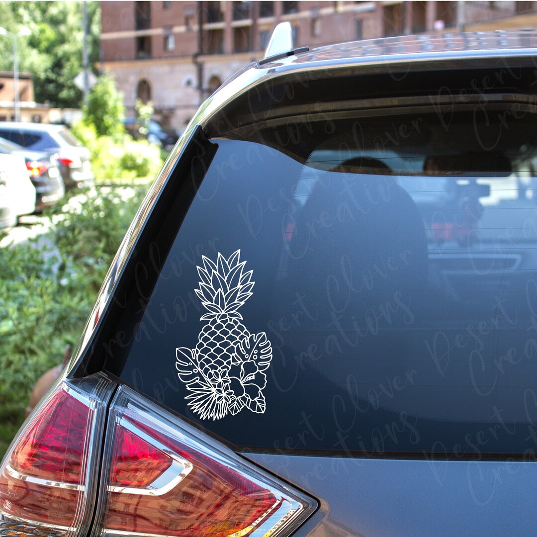 Pineapple Vinyl Decal Hibiscus and Plumeria Pineapple Vinyl Decal ...