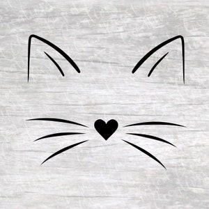 Cat Vinyl Decal Cat Ears and Whiskers Vinyl Decal Cat Sticker Cat ...