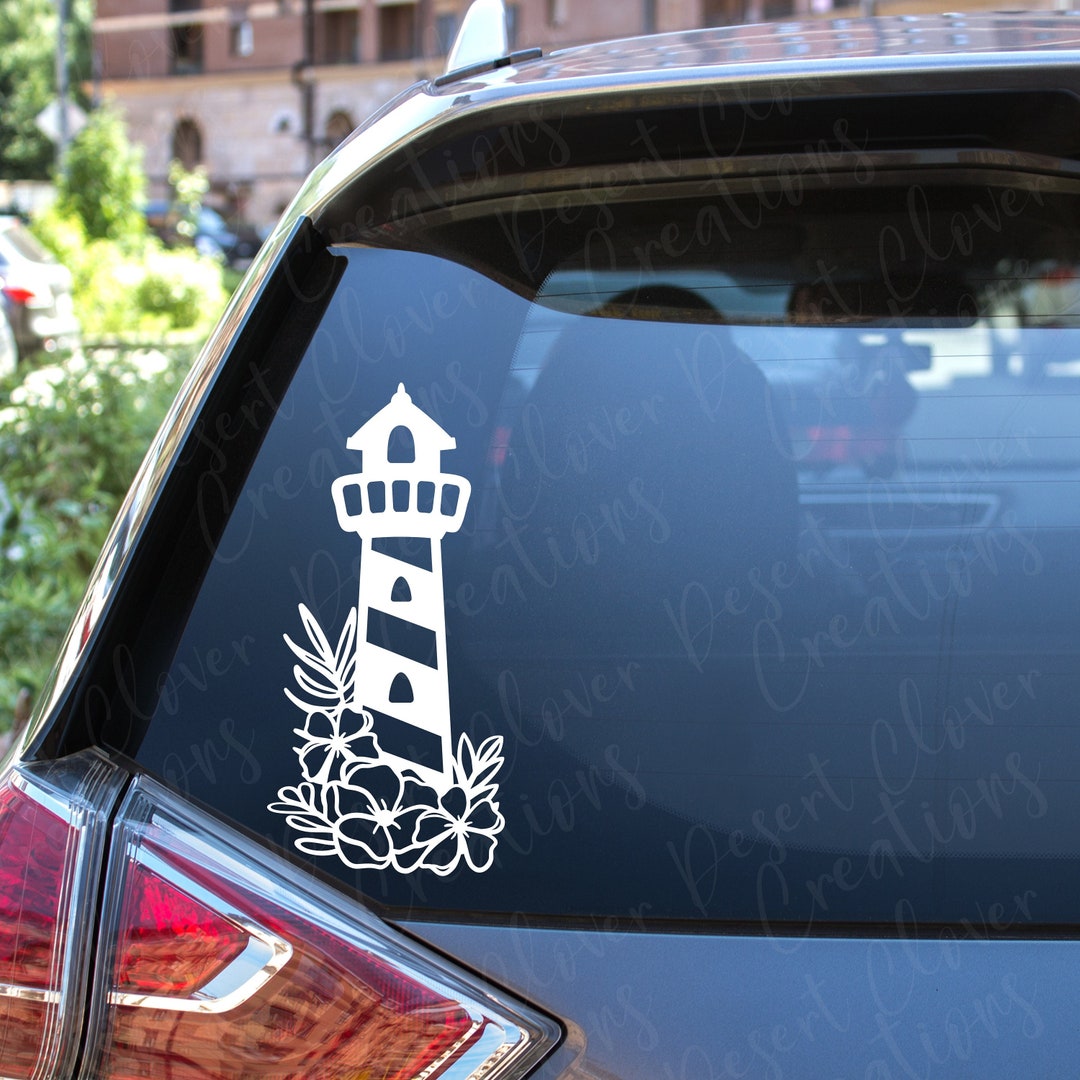 Lighthouse Vinyl Decal - Floral Lighthouse Vinyl Decal - Etsy