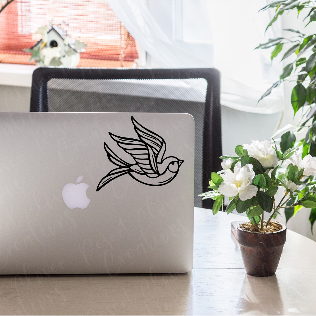 Tattoo Style Bird Vinyl Decal - Bird Sticker - Retro Bird Car Decal ...