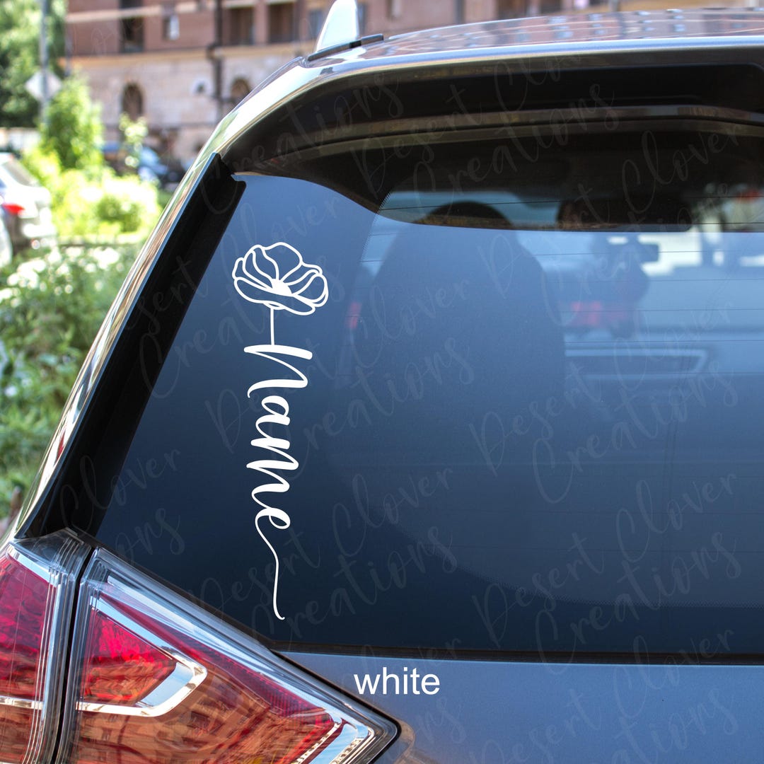 Poppy August Birth Flower Custom Name Vinyl Decal - Custom Word Vinyl ...