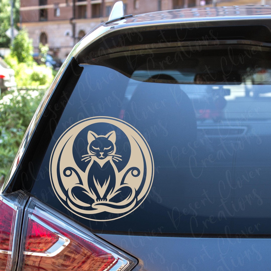 Cat Zen Vinyl Decal - Cat Meditating Vinyl Decal - Yoga Cat Car Decal ...