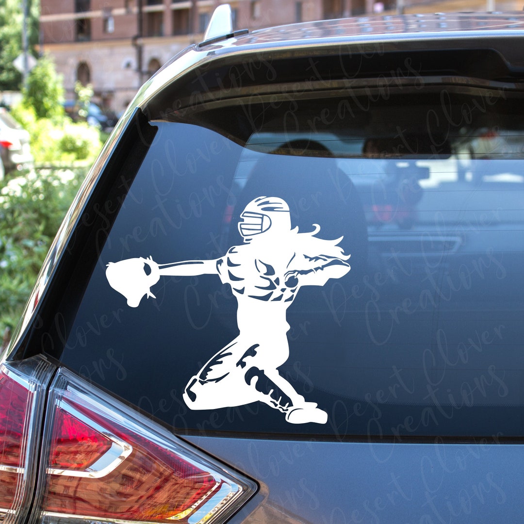 Softball Catcher Vinyl Decal - Female Softball Catcher Vinyl Decal ...