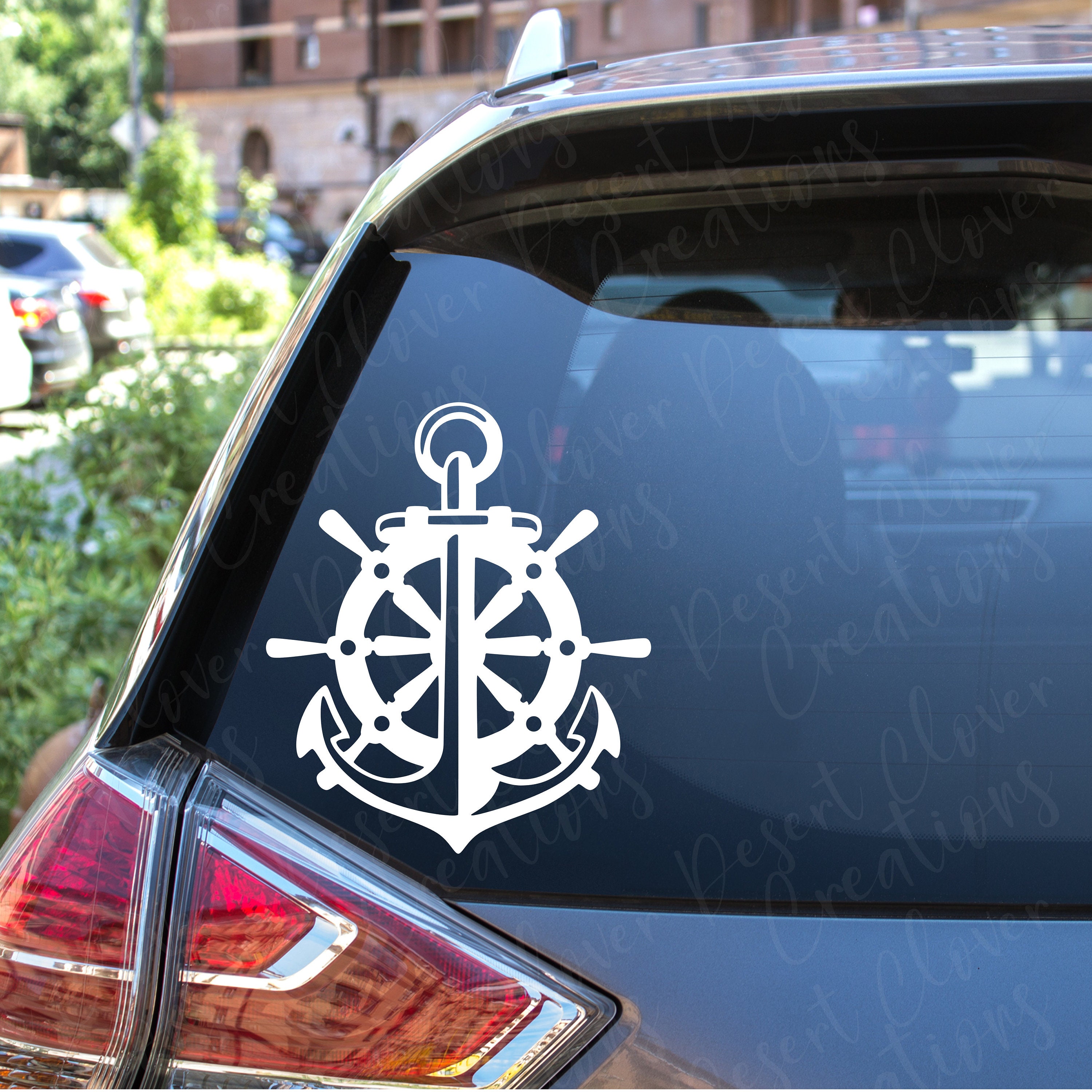 Anchor With Ship's Wheel Vinyl Decal -anchor Vinyl Decal-ship's Wheel ...