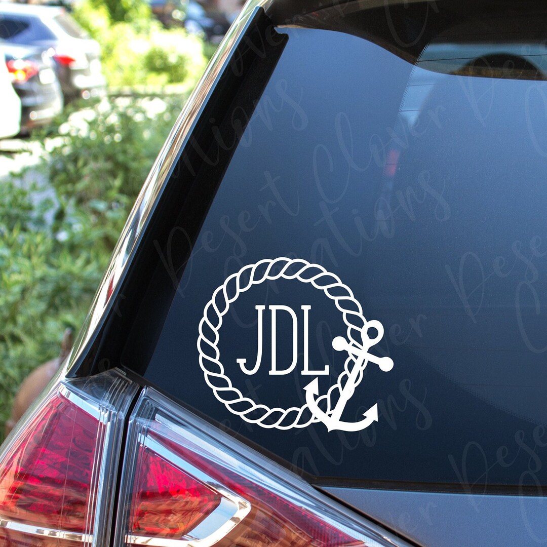 Anchor With Rope Monogram Vinyl Decal - Monogram Vinyl Decal - Anchor ...
