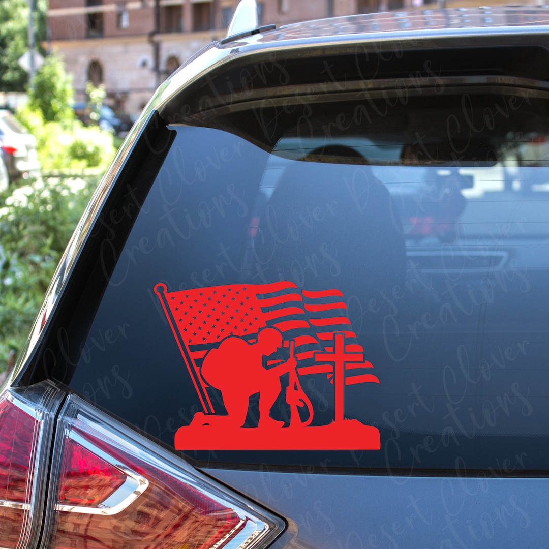 American Soldier, Flag and Cross Decal-army Soldier Decal-freedom Decal ...