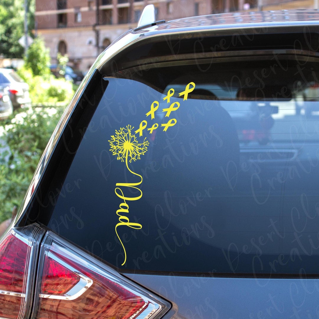 Cancer Ribbon Dad Dandelion Vinyl Decal Prostate Cancer Ribbon Vinyl ...