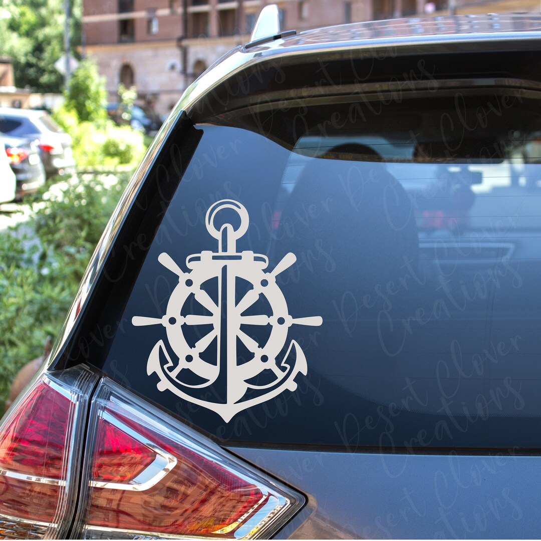 Anchor With Ship's Wheel Vinyl Decal -anchor Vinyl Decal-ship's Wheel ...
