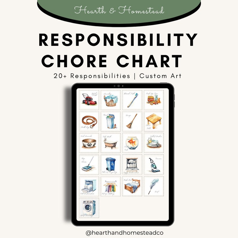 Kids Daily Responsibilities Chart, Printable Daily Routine, Chore Chart ...
