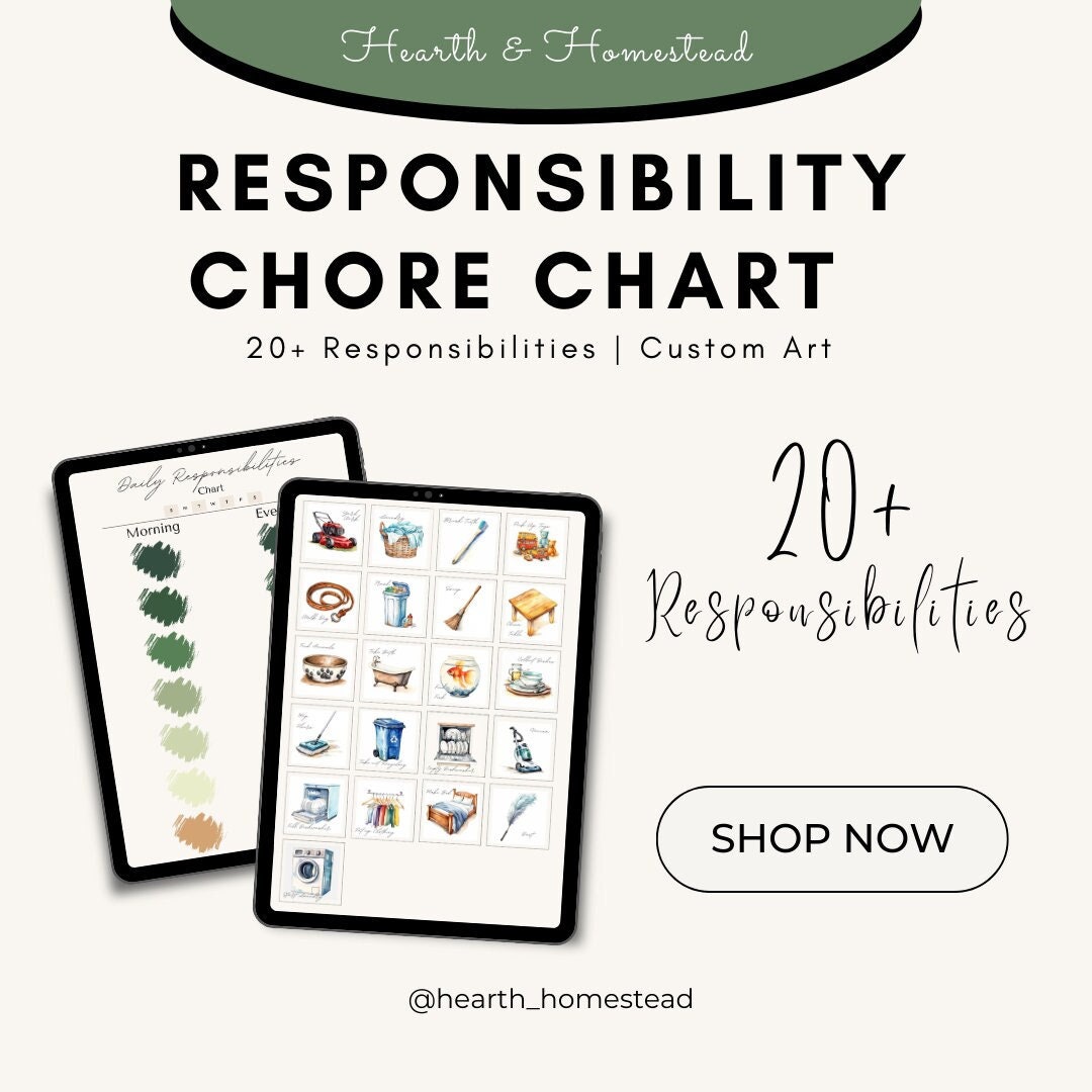 Kids Daily Responsibilities Chart Printable Daily Routine - Etsy