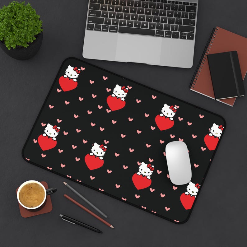 Hello Kitty Desk Mat Kawaii Large Mouse Pad for Office & Gaming, Hello ...