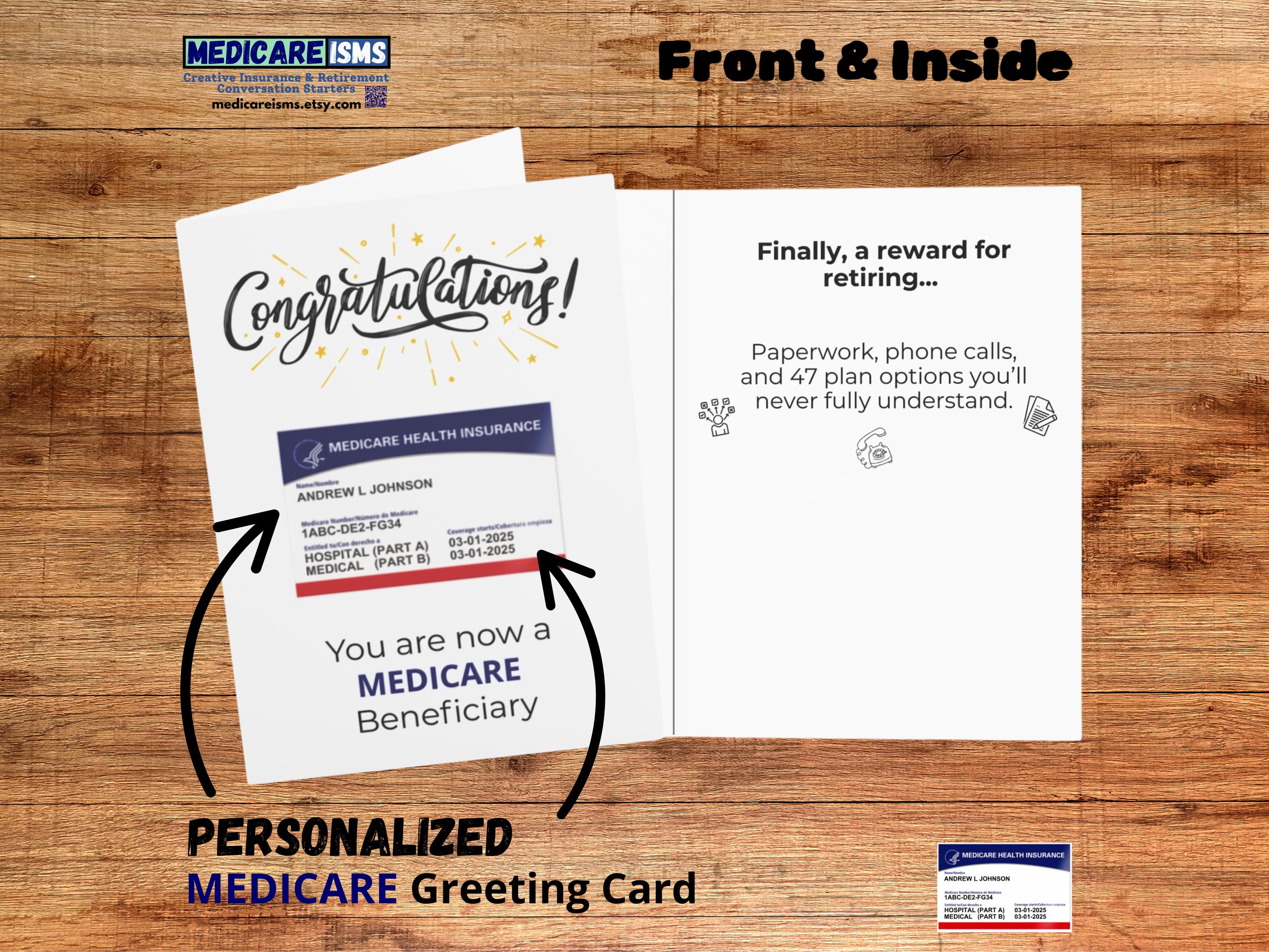 Personalized Retirement Greeting Card, New to Medicare Greeting Card ...