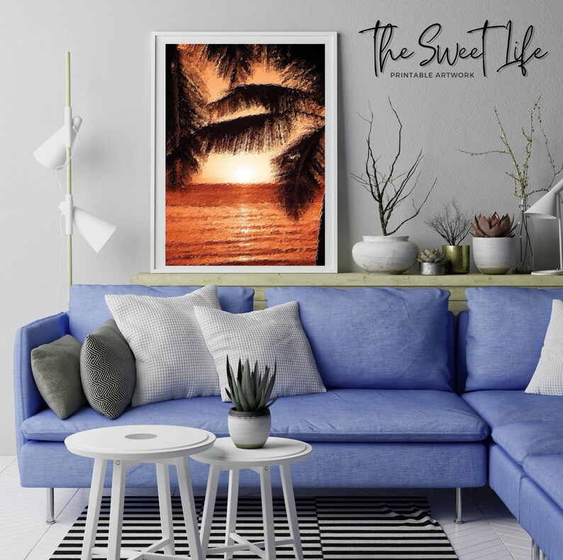Beach Sunset Coastal Photo Printable Wall Art Sunset Print - Etsy