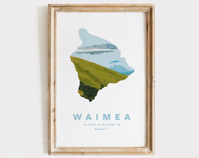 Waimea Map Wall Art, Big Island Art, Hawaii Artwork, Tropical Home ...