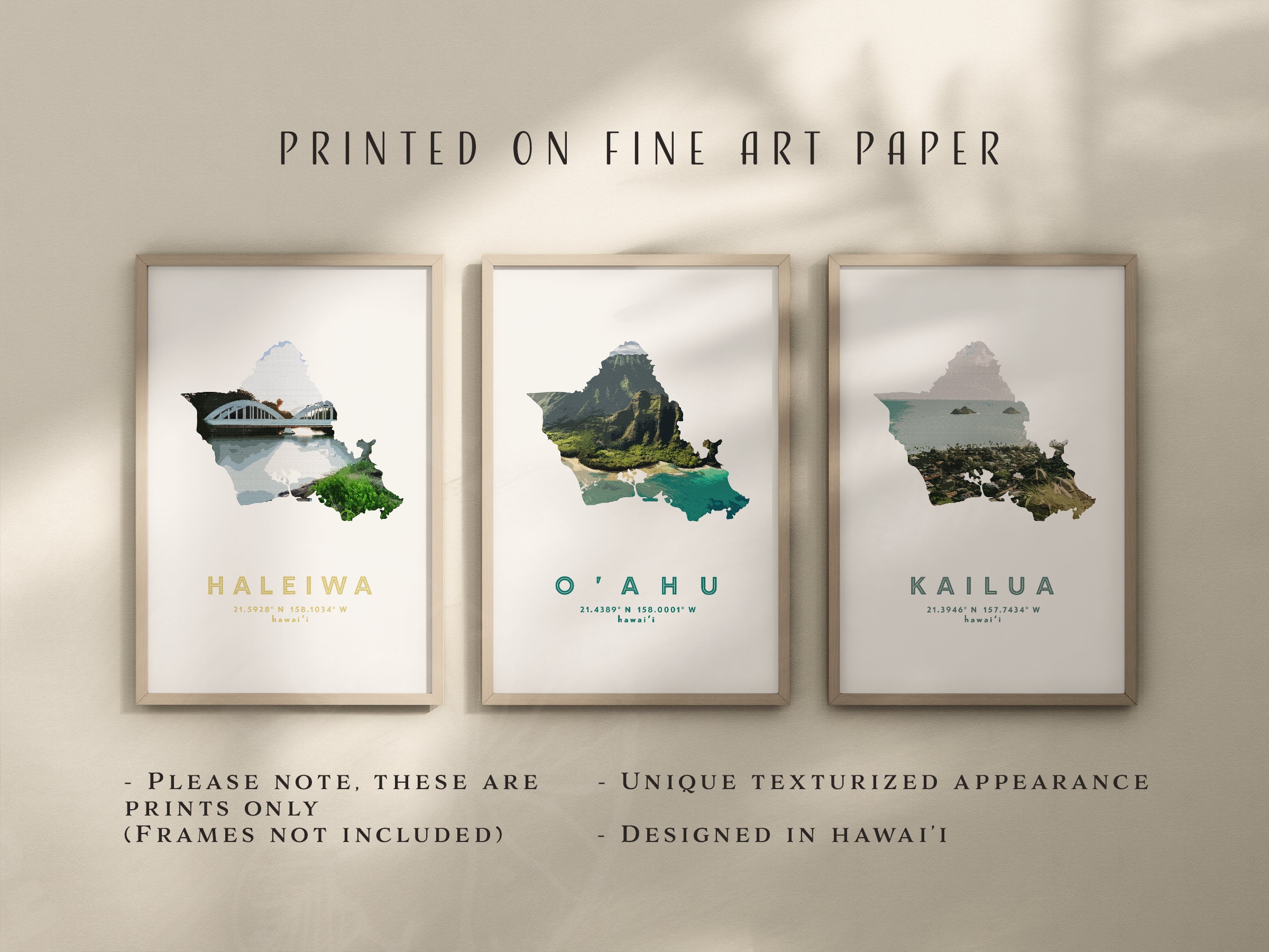 Oahu Map Artwork Hawai'i Wall Art Gift Travel Home Decor - Etsy