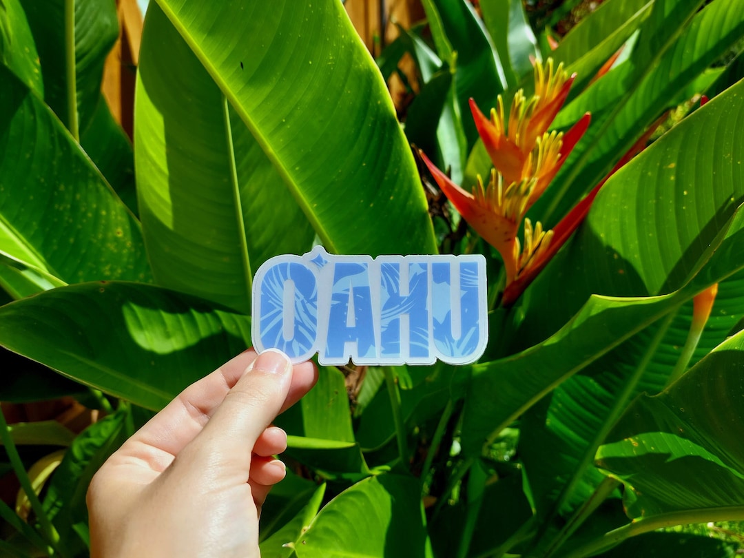 Oahu Stickers in Blue Pink or Yellow, Hawaii Gifts, Hawaii Stickers ...