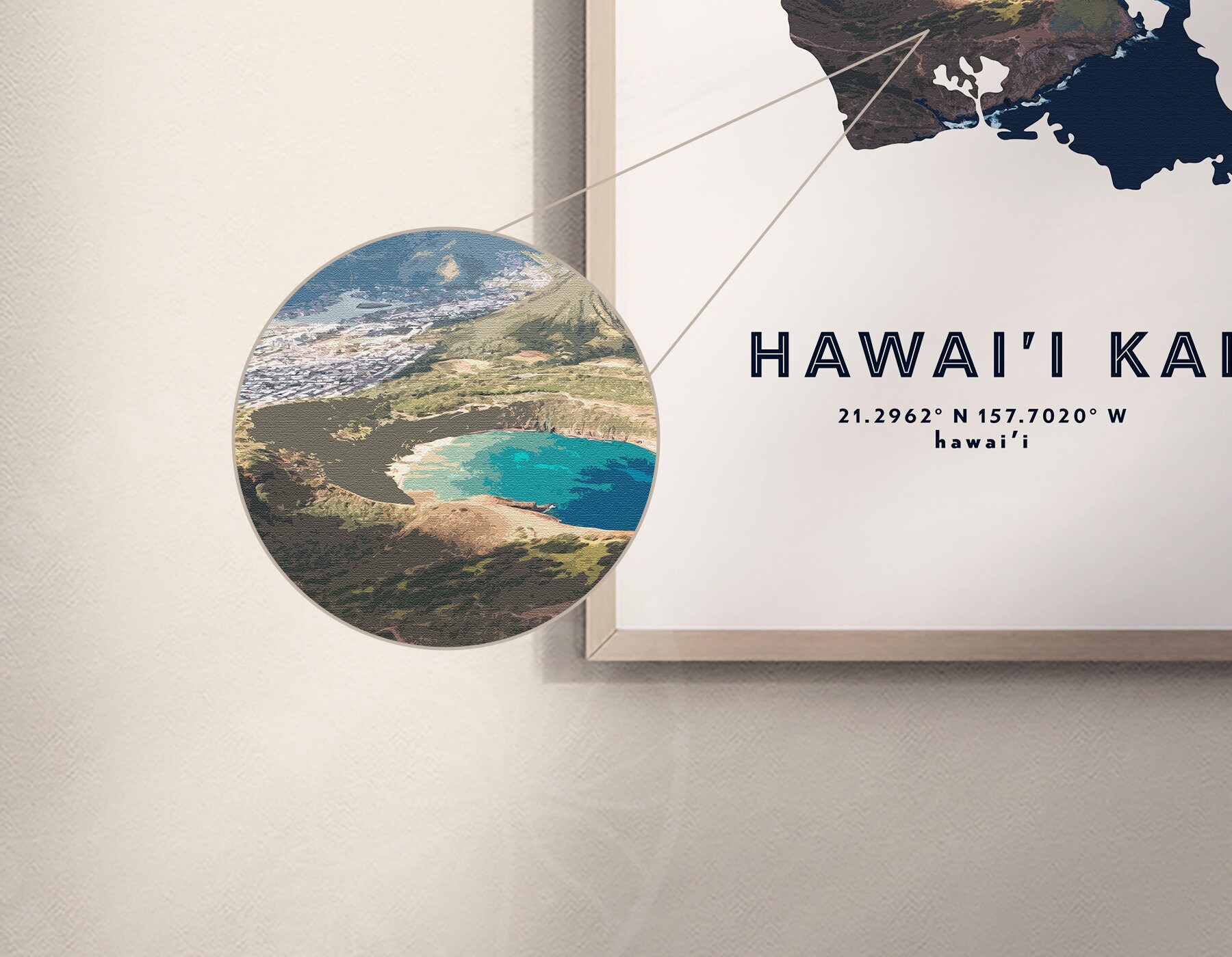 Hawaii Kai Map Artwork Oahu Art Hawaii Travel Print Hawaii Wall Art ...