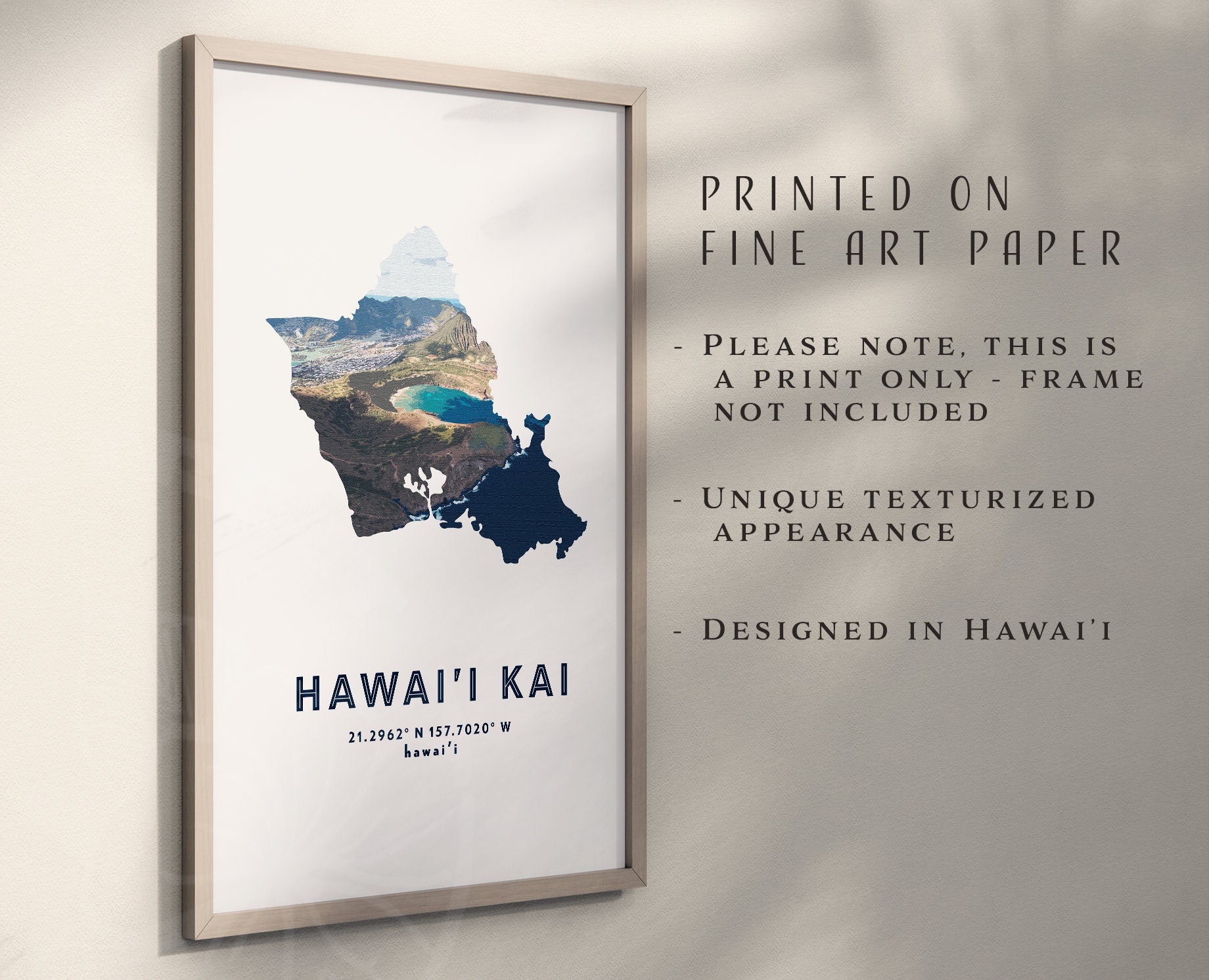 Hawaii Kai Map Artwork Oahu Art Hawaii Travel Print Hawaii Wall Art ...