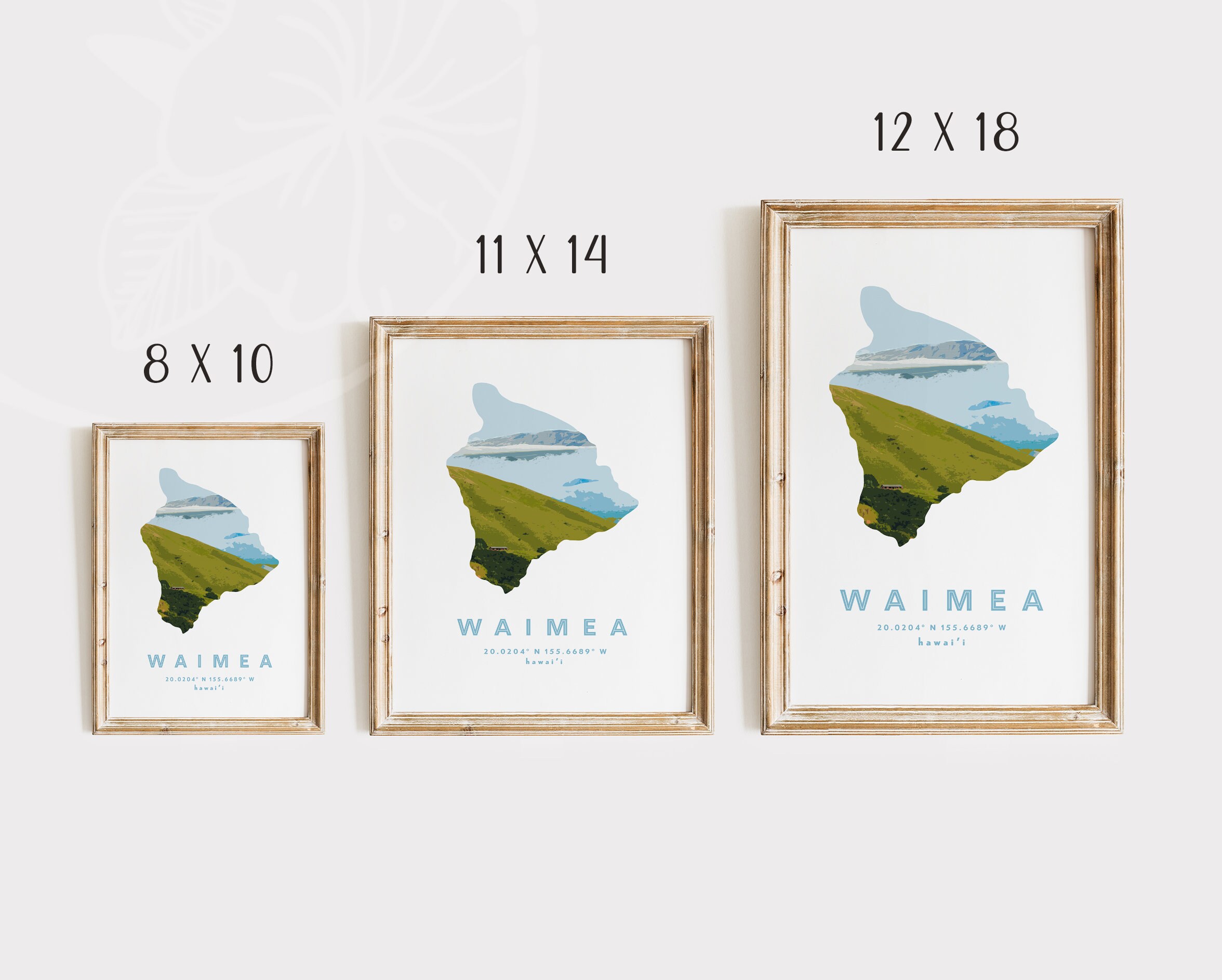 Waimea Map Wall Art, Big Island Art, Hawaii Artwork, Tropical Home ...