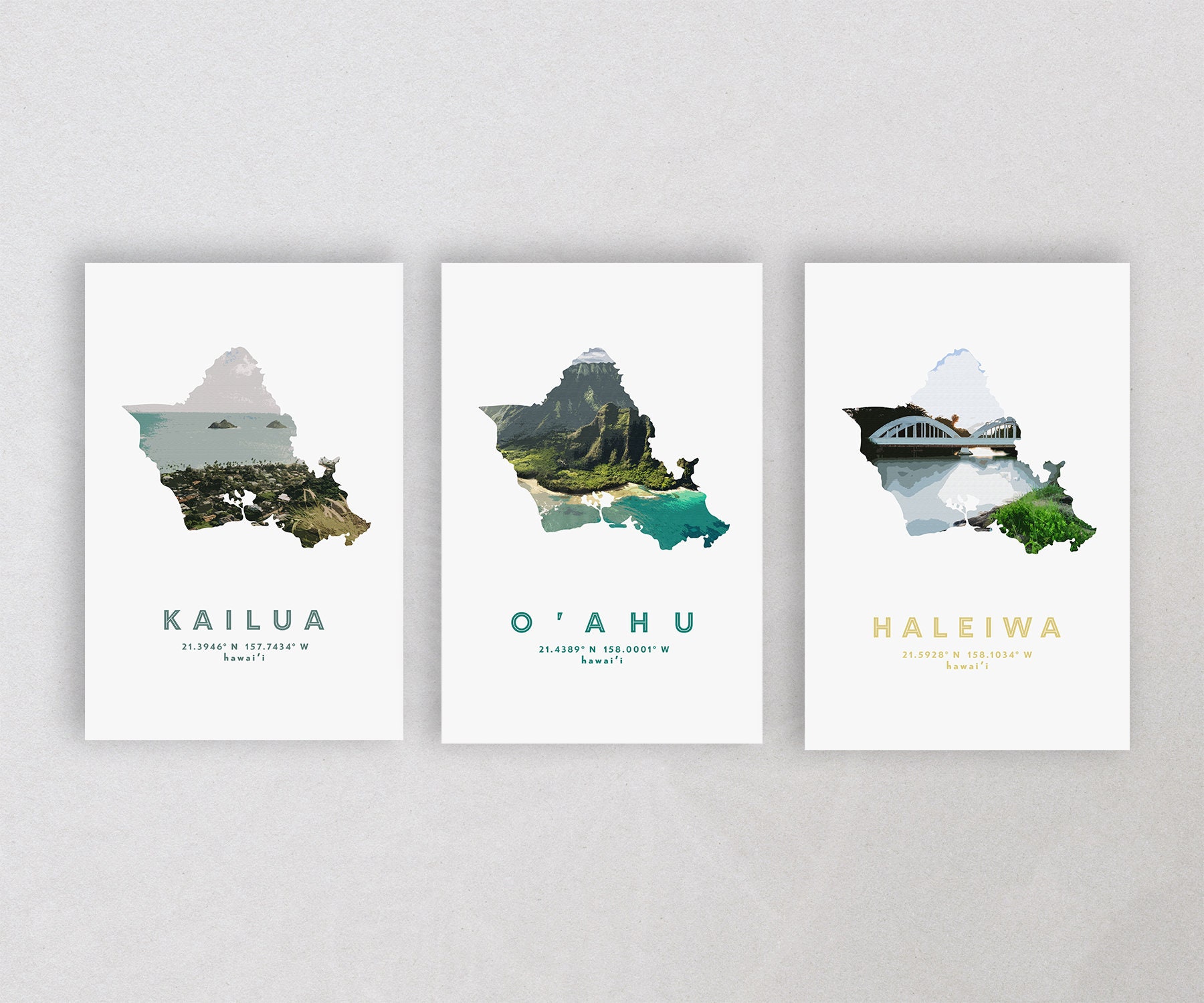 Oahu Map Artwork Hawai'i Wall Art Gift Travel Home Decor - Etsy