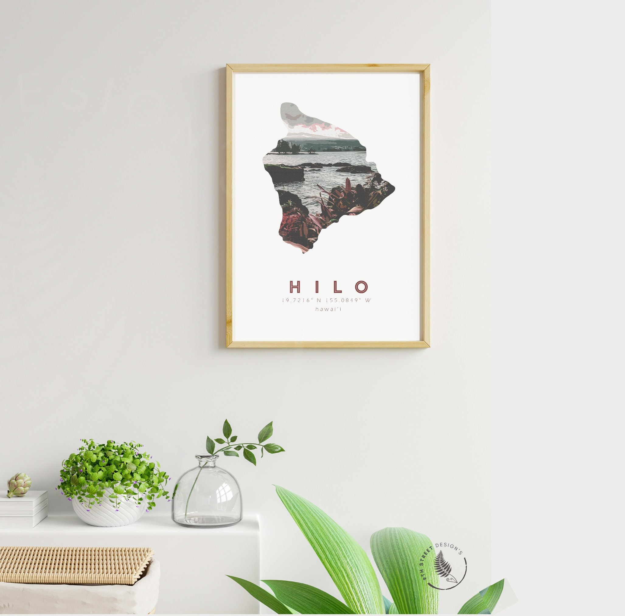 Hilo Map Artwork Big Island Artwork Hawaii Travel Print Hilo Wall Art ...