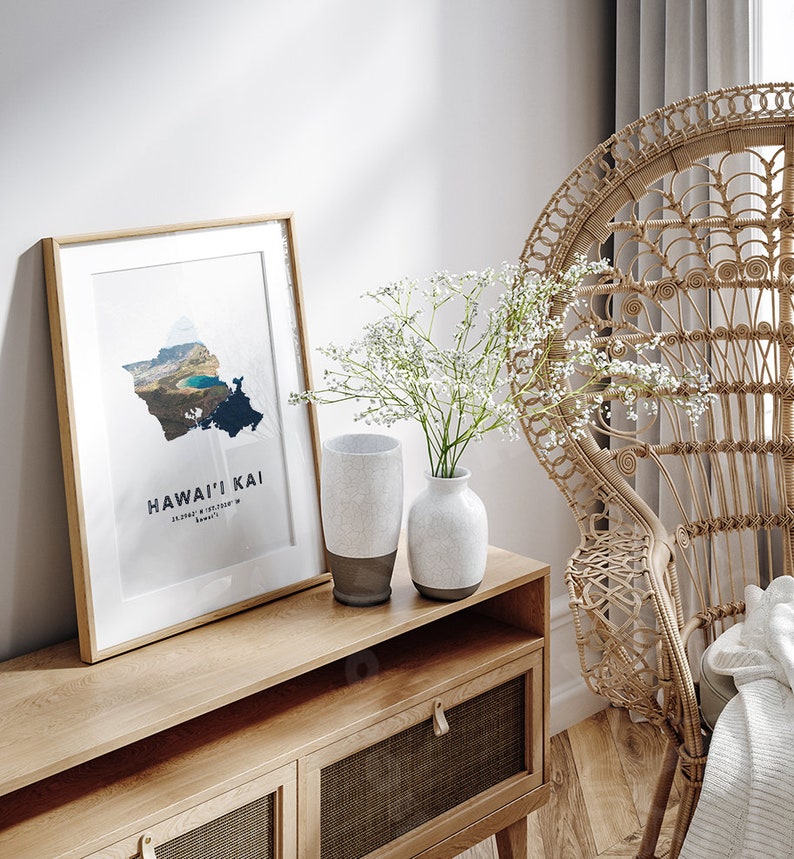Hawaii Kai Map Artwork Oahu Art Hawaii Travel Print Hawaii Wall Art ...