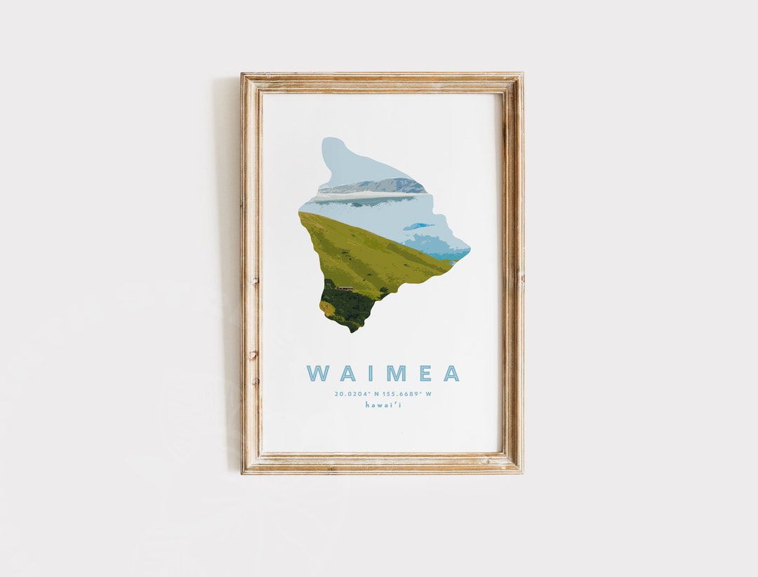 Waimea Map Wall Art, Big Island Art, Hawaii Artwork, Tropical Home ...