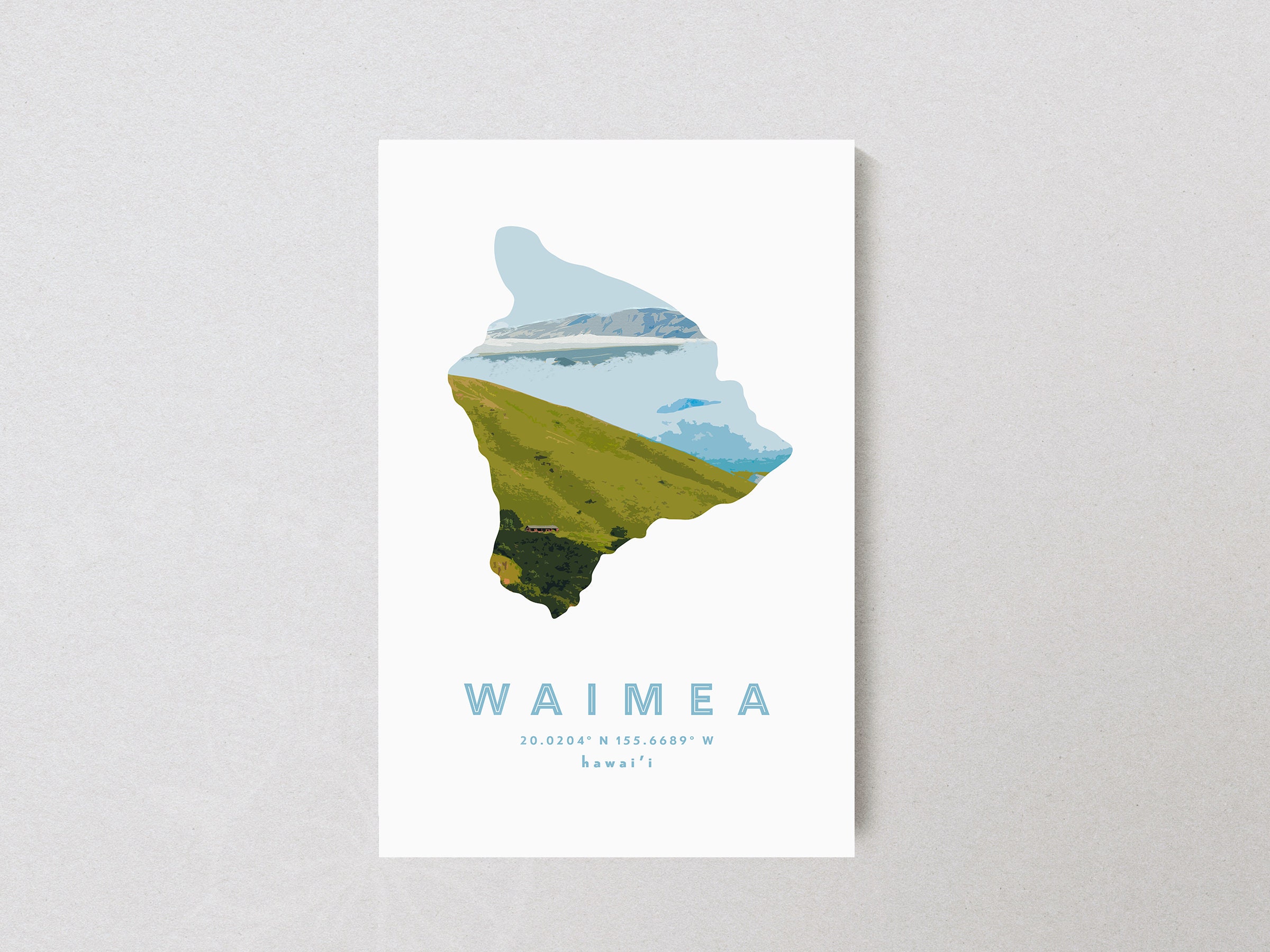 Waimea Map Wall Art, Big Island Art, Hawaii Artwork, Tropical Home ...