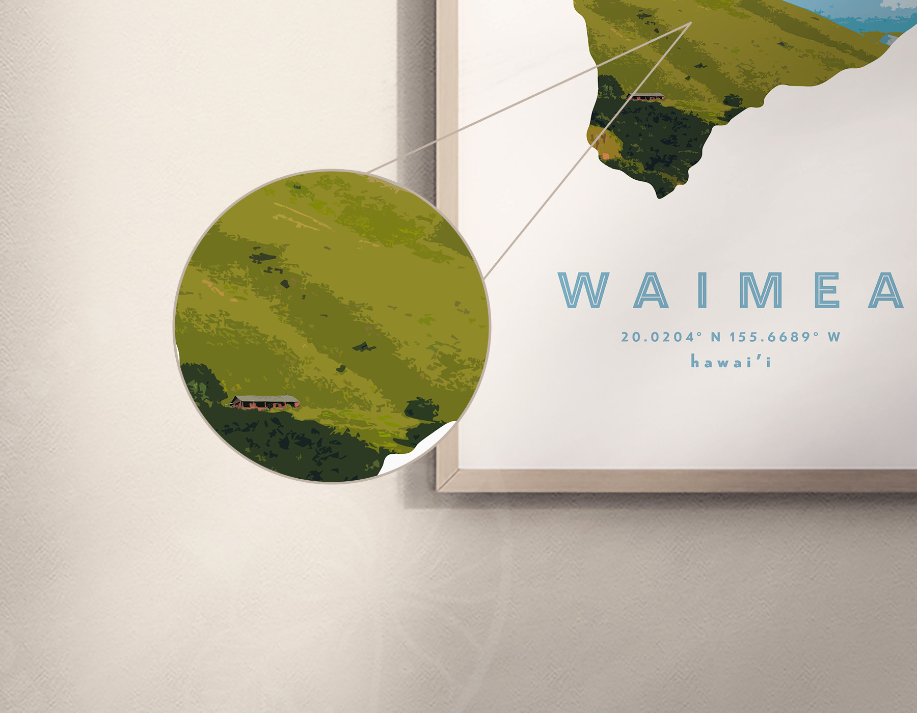 Waimea Map Wall Art, Big Island Art, Hawaii Artwork, Tropical Home ...