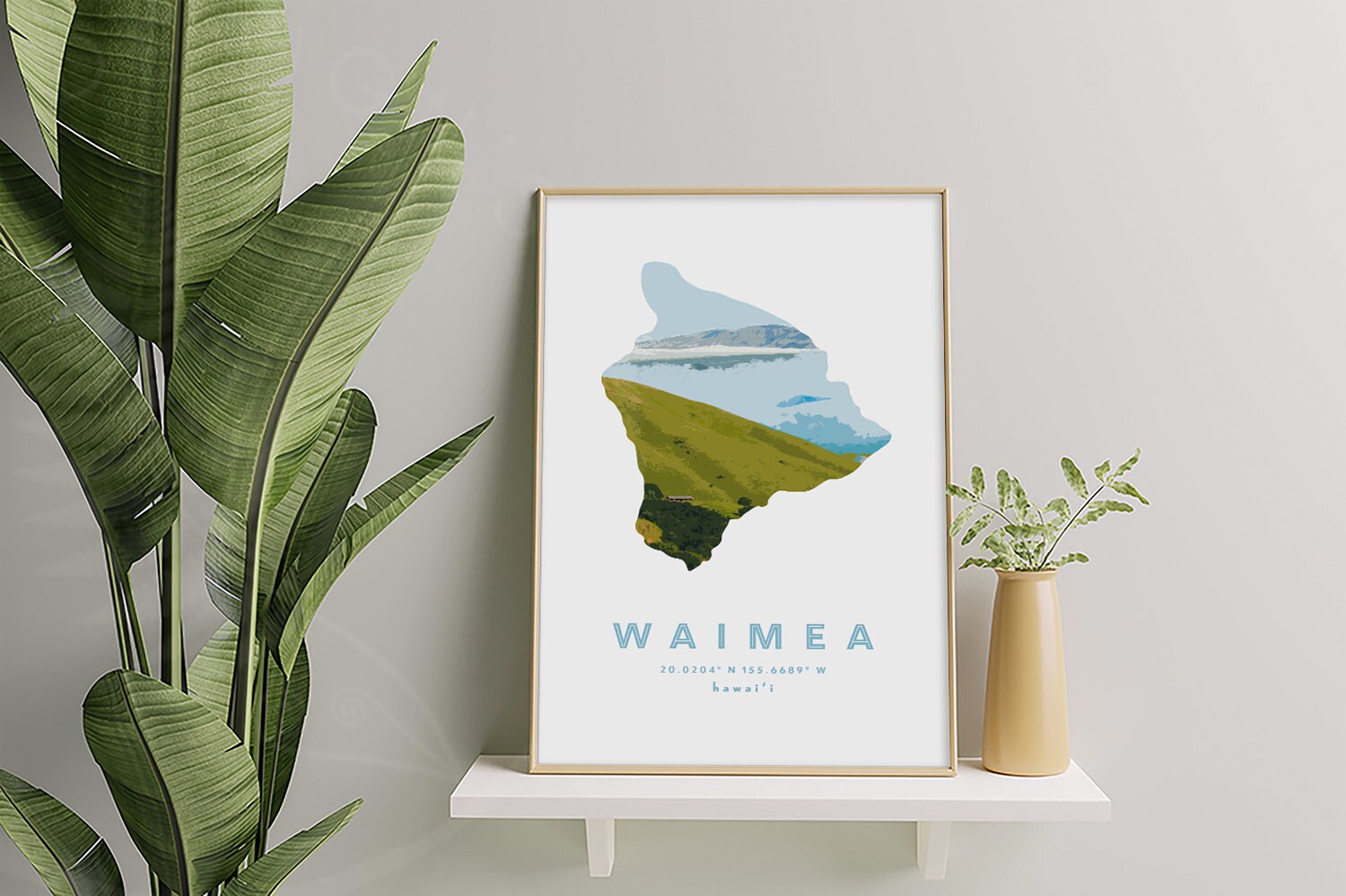 Waimea Map Wall Art, Big Island Art, Hawaii Artwork, Tropical Home ...