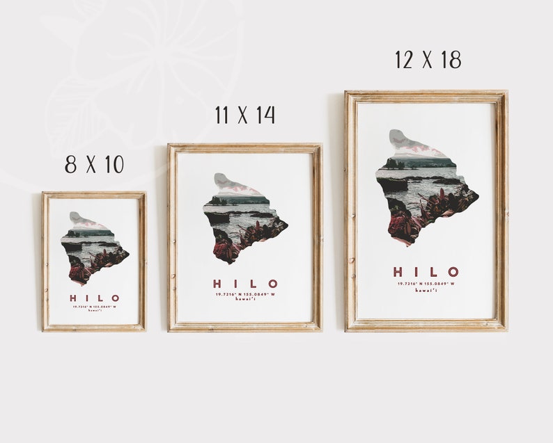 Hilo Map Artwork Big Island Artwork Hawaii Travel Print Hilo Wall Art ...