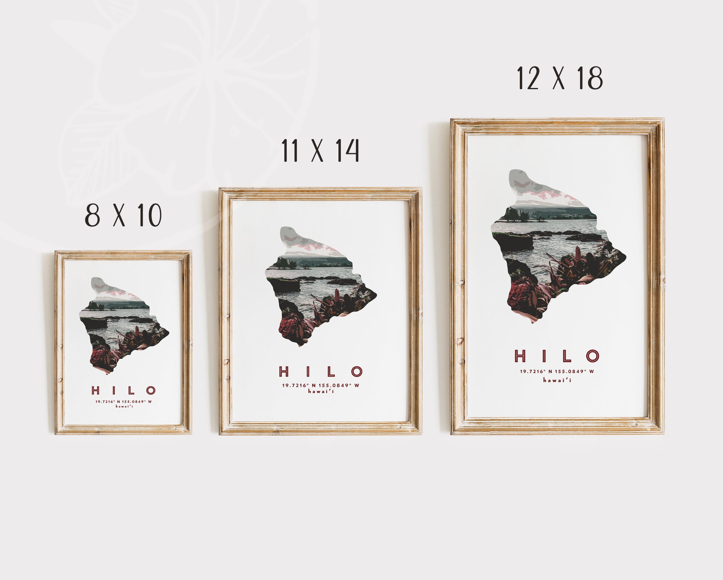 Hilo Map Artwork Big Island Artwork Hawaii Travel Print Hilo Wall Art ...