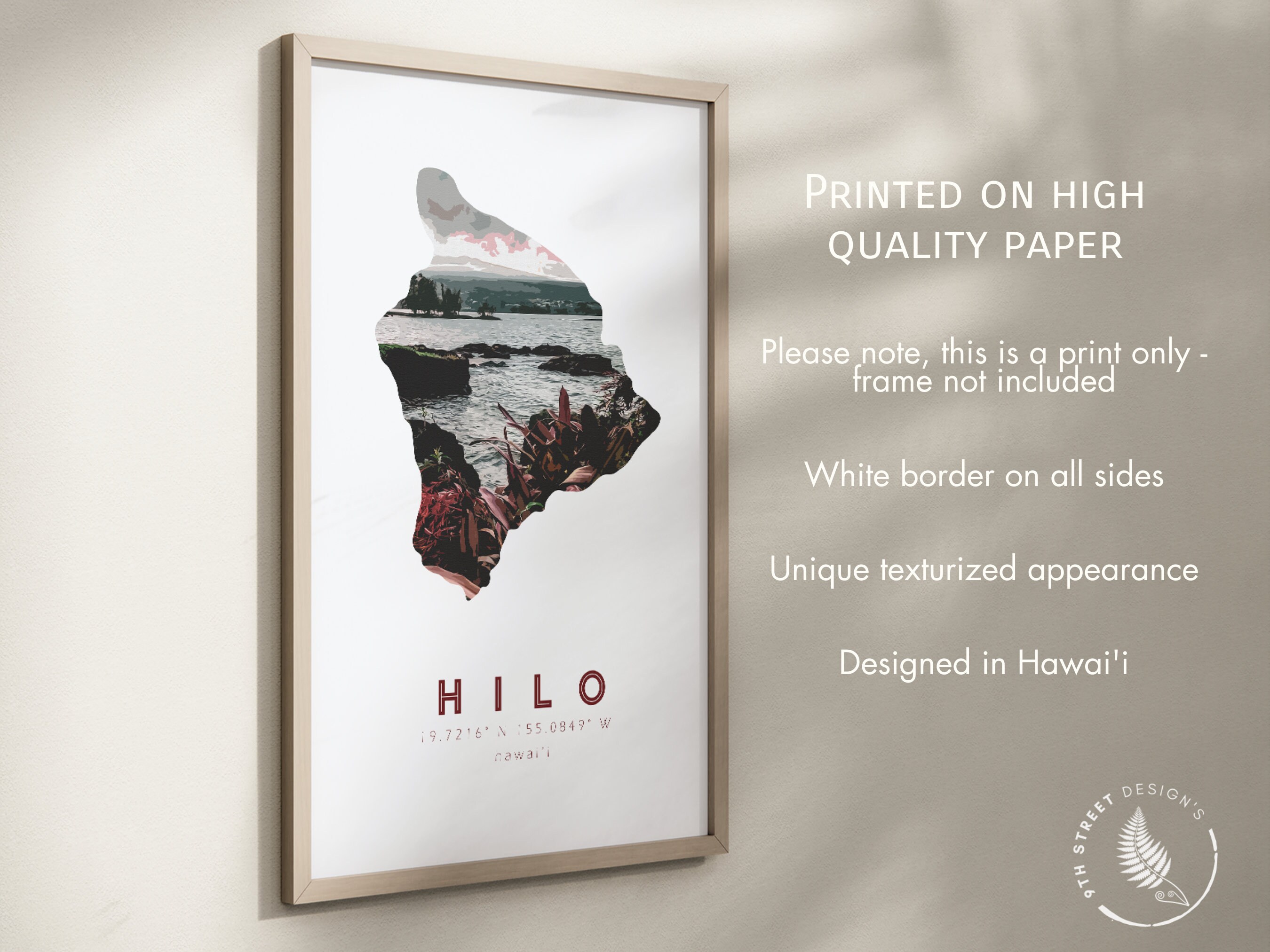 Hilo Map Artwork Big Island Artwork Hawaii Travel Print Hilo Wall Art ...