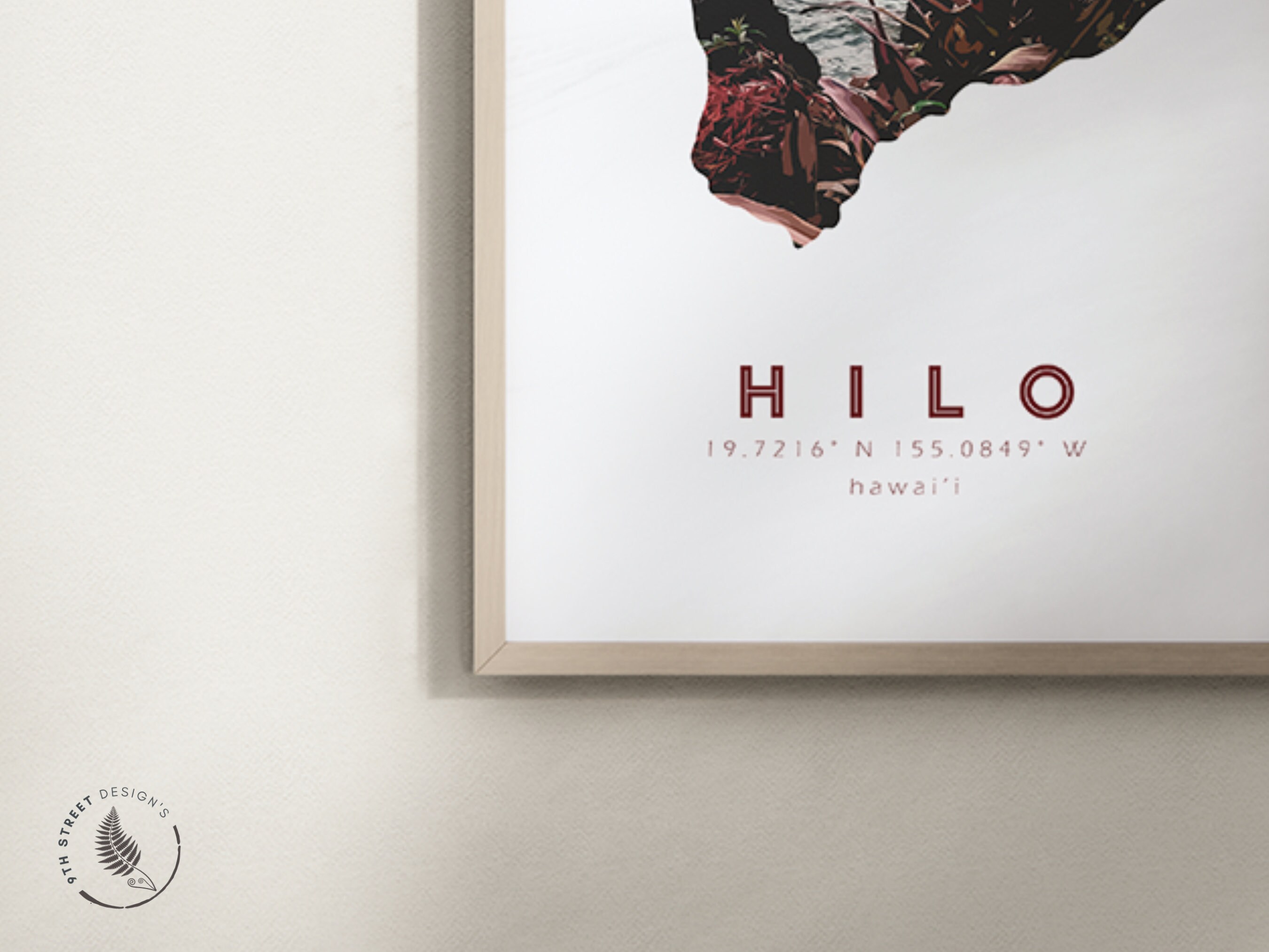 Hilo Map Artwork Big Island Artwork Hawaii Travel Print Hilo Wall Art ...