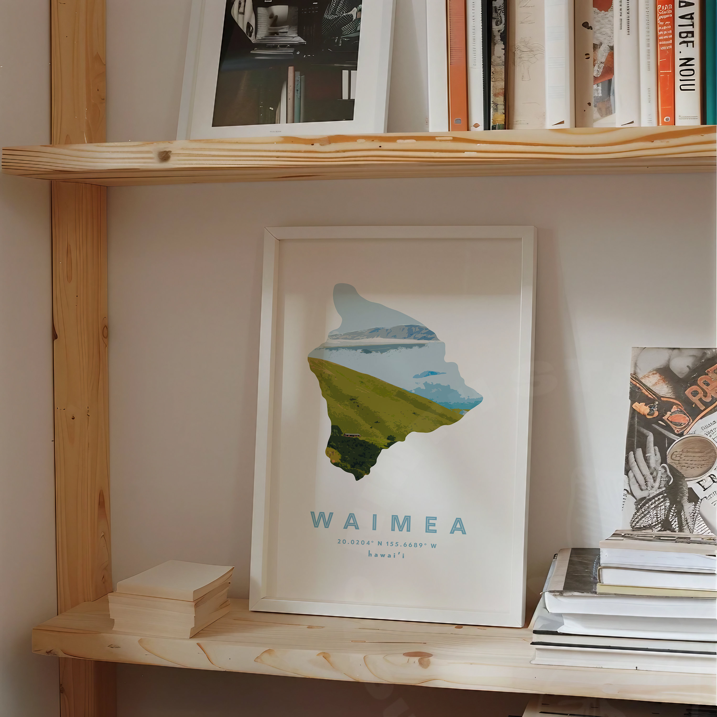 Waimea Map Wall Art, Big Island Art, Hawaii Artwork, Tropical Home ...