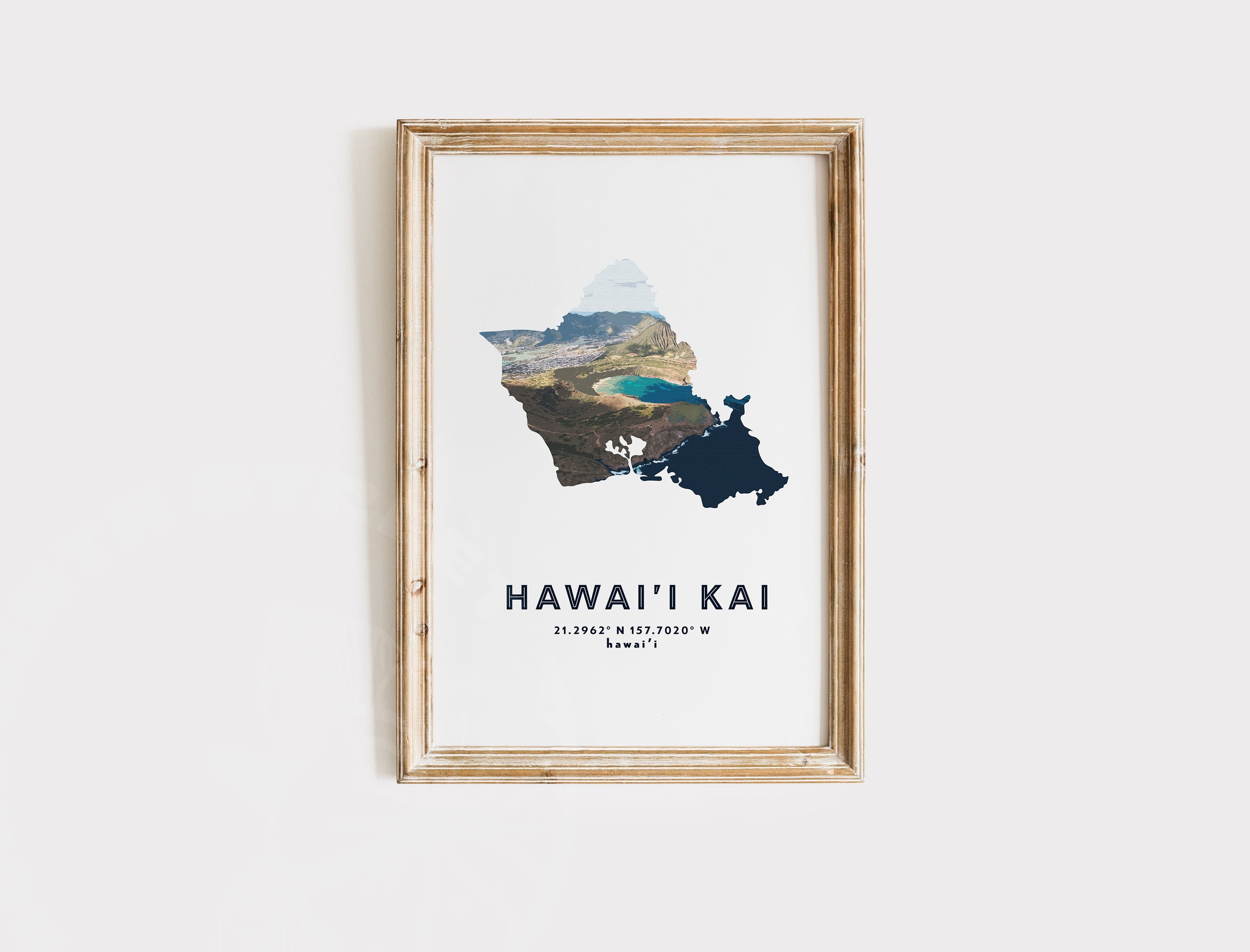 Hawaii Kai Map Artwork Oahu Art Hawaii Travel Print Hawaii Wall Art ...